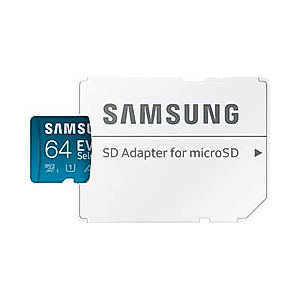 SAMSUNG EVO Select Micro SD -Memory -Card + Adapter, 64GB microSDXC 130MB/s Full HD & 4K UHD, UHS-I, U1, A1, V10, Expanded Storage for Android Smartphones, Tablets, Nintendo -Switch (MB-ME64KA/AM)