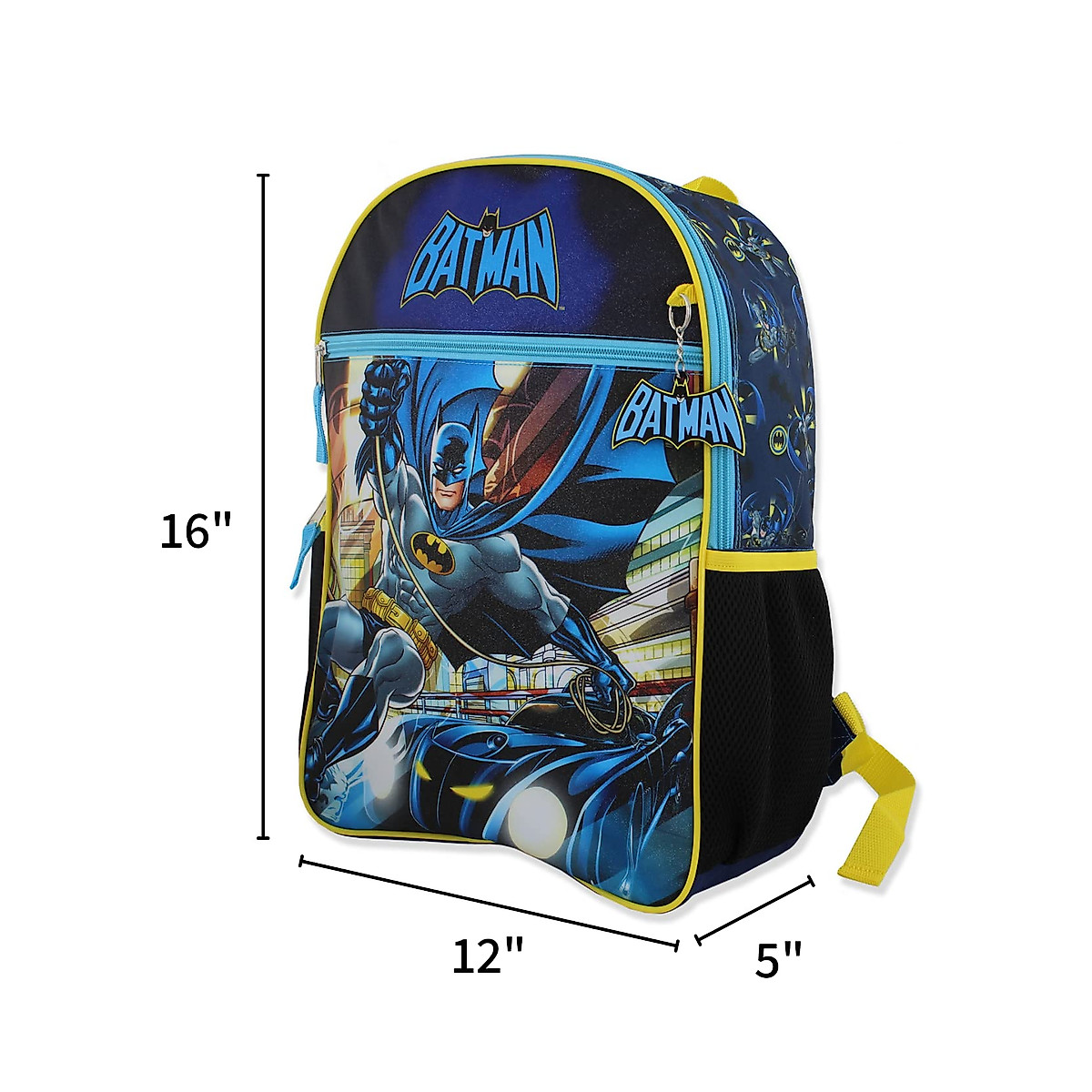 DC Comics Batman Boys 16" Backpack 5 piece School Set (One Size, Blue)