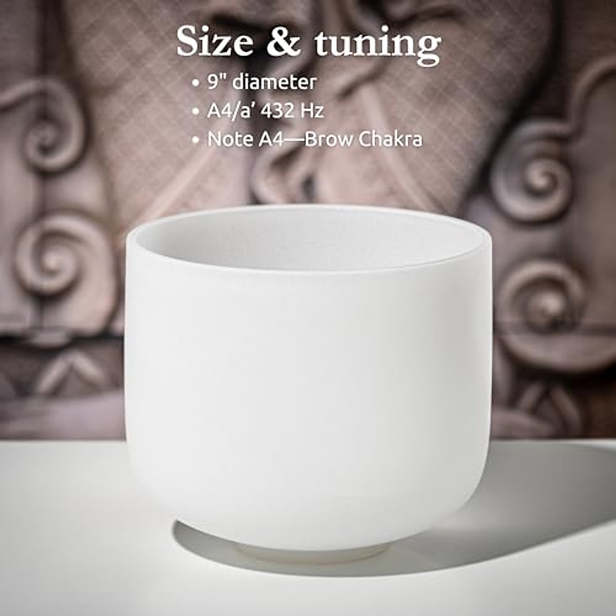 Meinl Sonic Energy Crystal Singing Bowl 9" A Note Brow Chakra, High-purity Quartz — for Meditation, ASMR, Sound Therapy, Yoga