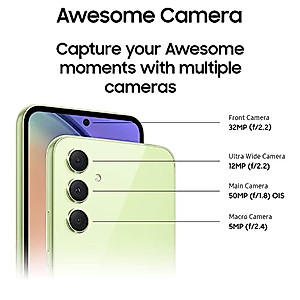 SAMSUNG Galaxy A54 5G + 4G LTE (128GB + 6GB) Unlocked Worldwide Dual Sim (Only T-Mobile/Mint/Metro USA Market) 6.4" 120Hz 50MP Triple Cam + (15W Wall Charger) (Awesome Lime (SM-A546M))