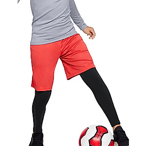 TELALEO 3 Pack Boys' Youth Compression Leggings Tights Base Layer Athletic Pants for Sports Basketball Hockey Baseball Running Black Blue Grey 3 Pack S