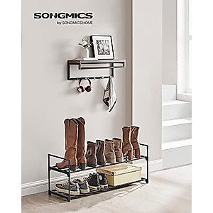 SONGMICS Shoe Rack, 2 Tier Shoe Organizer, Metal Shoe Storage Shelf for 10 Pairs of Shoes, Easy to Assemble, Entryway, Black ULSA12BK