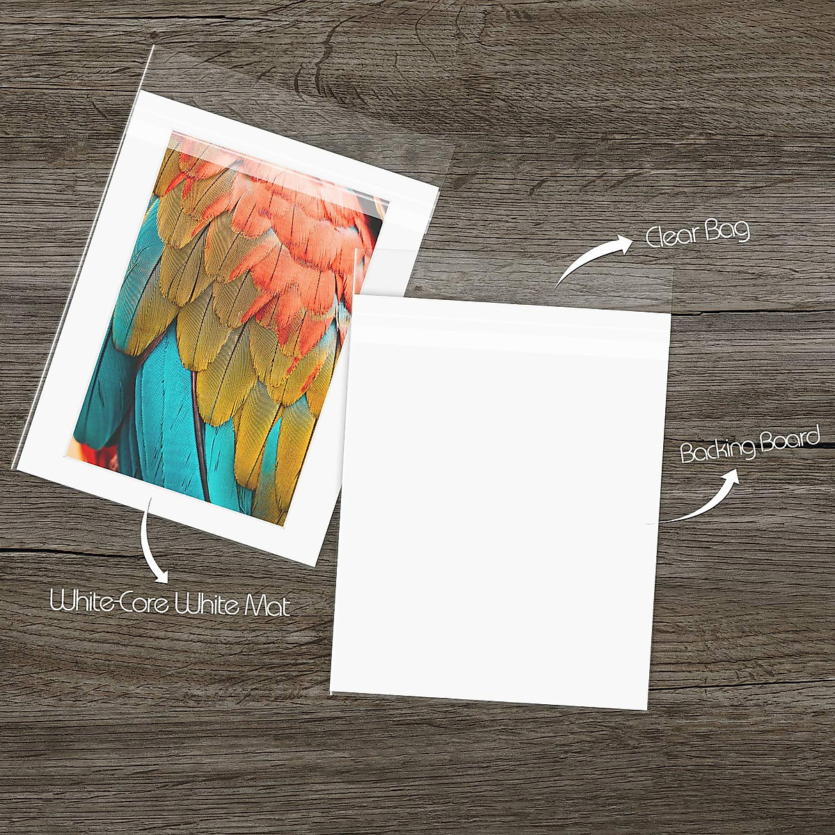 50 set of 11x14 White Photo Mats for 8x12 + backing + bags