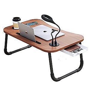 Highger Lap desks for Laptop and Writing with Light and Fan,Bed Table Lap Bed Tray with Storage Drawer,USB Port and Cup Holder,Laptop Stands Tray for Breakfast and Reading