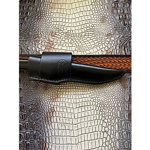 Carl Thomas Leathers Custom Cross Draw Knife Sheath Fits Buck 105 Knife, Fixed Blade Knife Holder, Black