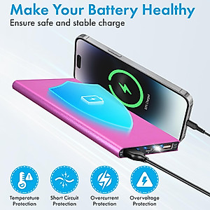 KaruSale Power Bank - Portable Charger Ultra Thin 20000mAh 20W Portable External Battery Charger Car Travel Outdoor Backup High Capacity with LED Light for iPhone and Samsung Cell Phone (Hot Pink)