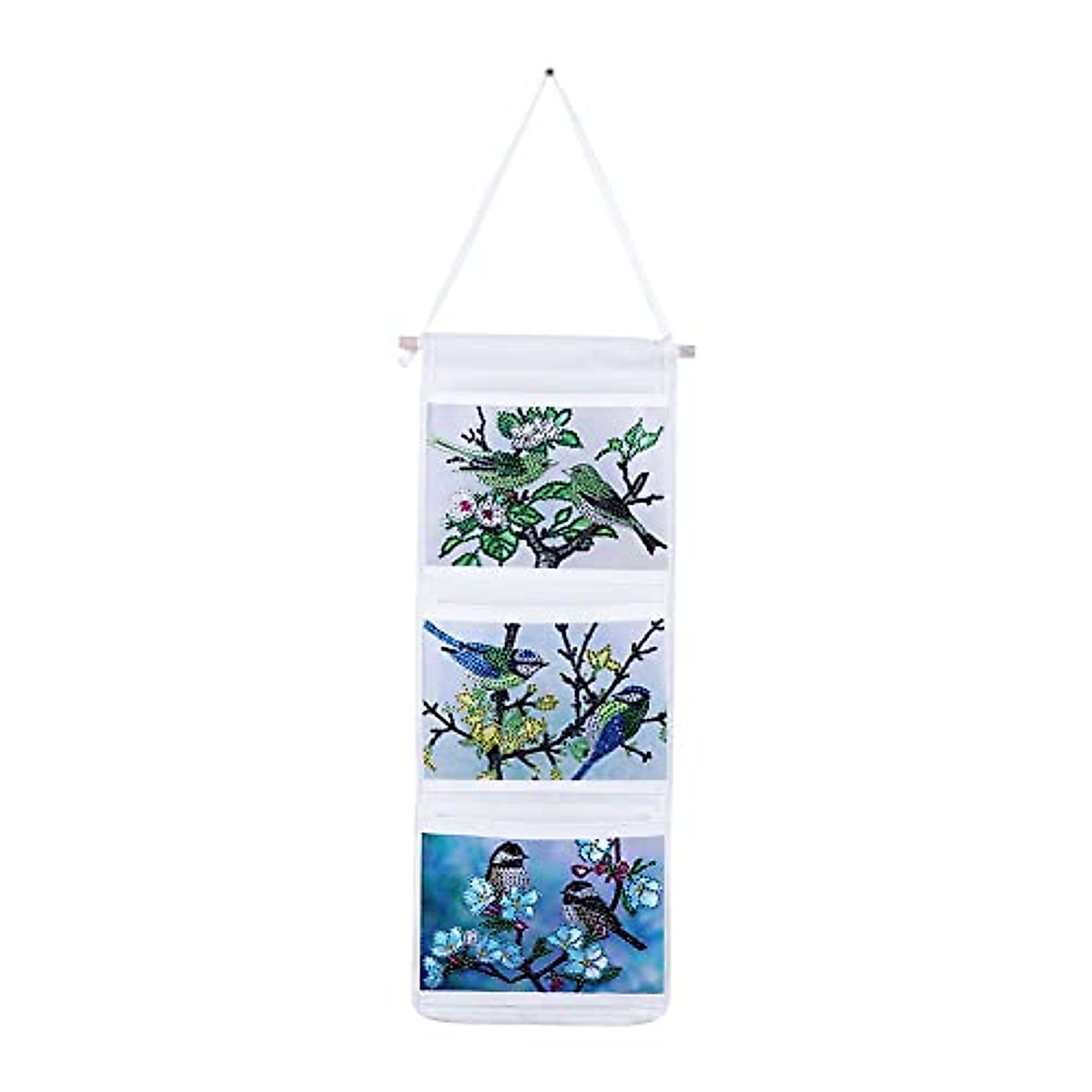 Alloyseed Hanging Storage Bag, Wall Mounted 3 Bags DIY Diamond Painting Storage Bag Over The Door Storage Pockets Fabric Wall Door Closet Hanging Storage Bag Organizer