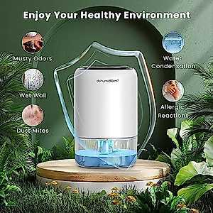 Dehumidifiers for Bathroom - Kitette Electric Dehumidifier for Bathroom with 50OZ Watertank, Quiet Deihumidifier for Bedroom Wardrobe Camper Trailer, 7 Color LED Light, Auto Shut Off