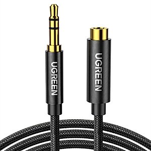 UGREEN Headphone Extension Cable Nylon Braided Male to Female 3.5mm Extension Cable Lossless Multi Shielded Aux Jack Extender Gold Plated Cord Compatible with iPhone iPad Tablets Media Players, 6FT