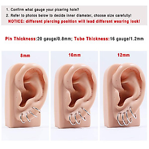 FANSING Earrings for Women Hoop Earrings Trendy Cartilage Earring Hoop Surgical Steel Earrings for Men Silver 8mm