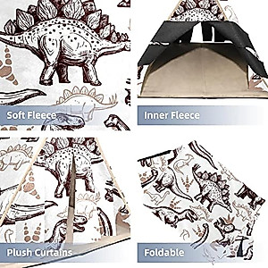 RATGDN Small Pet Hideout Dinosaurs Two Color Doodle Hamster House Guinea Pig Playhouse for Dwarf Rabbits Hedgehogs Chinchillas