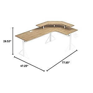 Jamesdar Computer Gaming L-Desk with Power, 35.8" H x 51.18" W x 37.8" L, White/Natural