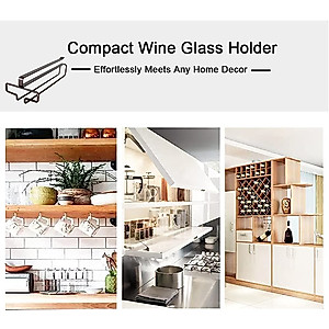 LINFIDITE Wine Glass Holder Stemware Rack Hanger Under Cabinet Wine Glass Rack Kitchen Hanging Glass Storage Rack Organizer,Black