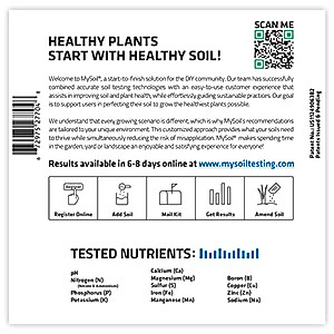 MySoil - Soil Test Kit | Grow The Best Lawn & Garden | Complete & Accurate Nutrient and pH Analysis with Recommendations Tailored to Your Soil and Plant Needs