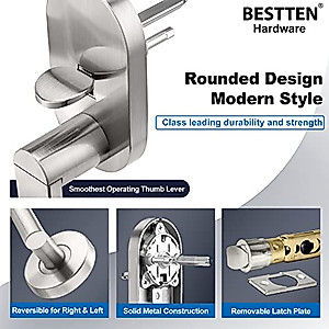 BESTTEN Heavy Duty Front Door Handle Set, Modern Handleset with Single Cylinder Keyed Entry Deadbolt Lock & Door Lever, Reversible for Exterior Doors, Satin Nickel