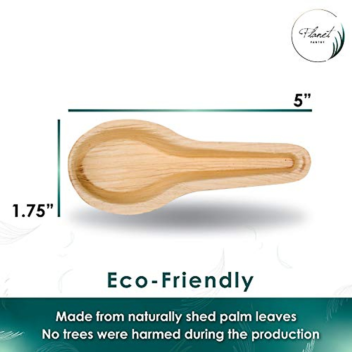 Planet Pantry Disposable Palm leaf Cutlery Wooden Bamboo-Like Paper and Plastic Alternative Eco-Friendly for Food, Party, Buffet (5" Soup Spoon, 50)