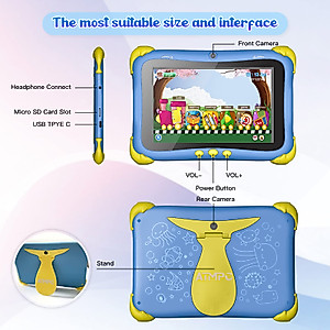 ATMPC Kids Tablet 8 inch, Android 11 Tablet for Kids, 32GB ROM 2GB RAM, WiFi, 4000 mAh, Google Services Tablet, Parental Control APP, Dual Camera, Toddler Tablet with Case, Kids Learning Tablet
