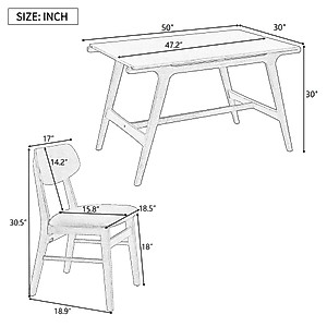 KoiHome 5-Piece Mid-Century Style Set Faux Leather, Seats up to 4, Wooden Table/Chair Frame for Dining Room, Restaurant, Kitchen (Wenge)