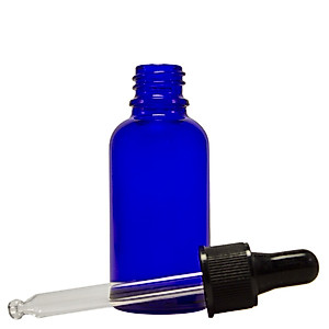 Cobalt Blue Glass Bottles with Glass Droppers 1 Oz - 12/bag