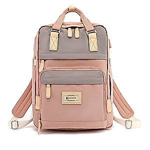 KeKour Laptop Backpack for Women,14 Inch Work Laptop Bag with USB Port Travel Computer College Casual Daypack for Weekender (Pink)
