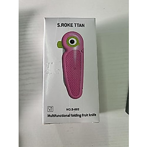 S.ROKE TTAN Portable Ceramic Paring Knife - 2.5 Inches Sharp Blade, Small Folding Knife, Cutter Peeler 2 in 1, Mini Cute Portable Fruit Knife for Travel, Camping (Pink + Green)