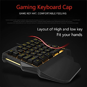 TIDECAT One-Handed RGB Backlit Gaming Keyboard,35 Keys Mini Gaming Keypad,Portable Game Controller for PC PS4 Xbox Gamer,Black,17.3x23x3.7cm