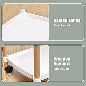 Rolling Utility Cart with Wheels Storage Cart on Wheels, Side Table End Bedside Table White