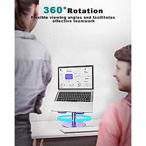 Swivel Laptop Stand, Adjustable Height Ergonomic Computer Stand,Notebook Holder Riser with 360 Rotating, Portable Laptop Compatible with MacBook Air, Pro, Dell, HP, Lenovo More 10-15.6"(Purple)