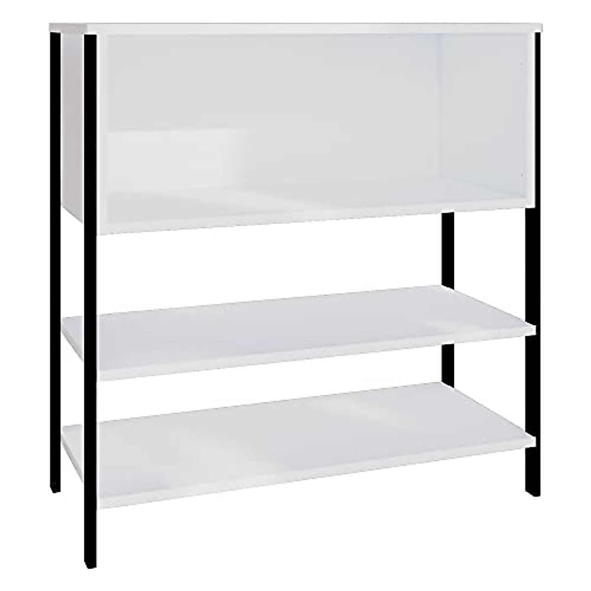PLAYCON Decorative Open Shelf Unit and Display Cabinet, for Living Room, Study Room or Else, 32(11/16)" Wide, Innovative Textured PVC White Wood Veneer Looking Finishing