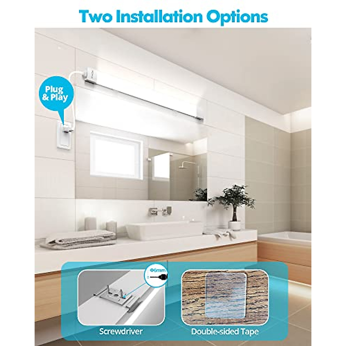 Brothlaw Linkable LED Shop Light for Garage Lighting Fixture 18W 2FT LED Tube Light with Plug 5000K Wraparound Ceiling Light for Garage, Shop, Cabinet, Attic, Basement, Home, Plug in Ceiling Light.