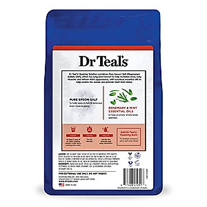 Dr Teal's Pure Epsom Magnesium Salt Soak, Wellness Therapy with Rosemary & Mint, 3 lbs (Pack of 4)