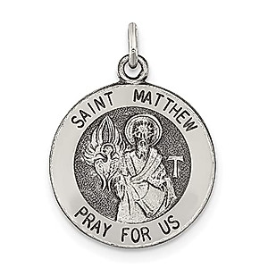 IceCarats 925 Sterling Silver Vintage Saint Matthew Medal Necklace Charm Pendant Only