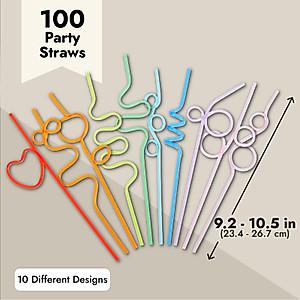 100 Pack Loopy Crazy Plastic Straws for Kid's Birthday Party, Classroom Celebration