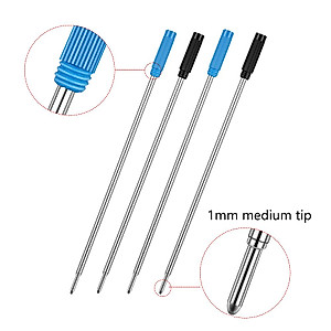 Unibene Cross Compatible Ballpoint Pen Refills 20 Pack, 1.0mm Medium Point-10 Black & 10 Blue, Smooth Writing Replaceable German Ink Refill