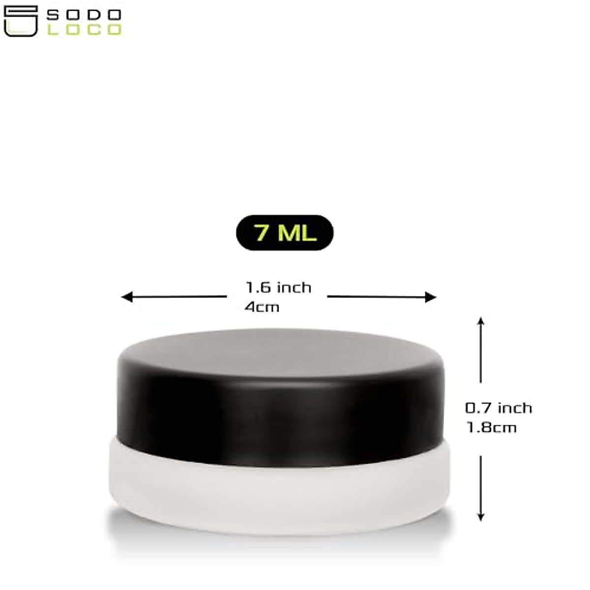 (90 Pack) 7ml Low Profile Thick Frosted Glass Jars with Black Lids - Airtight Containers for Oil, Lip Balm, Wax, Cosmetics