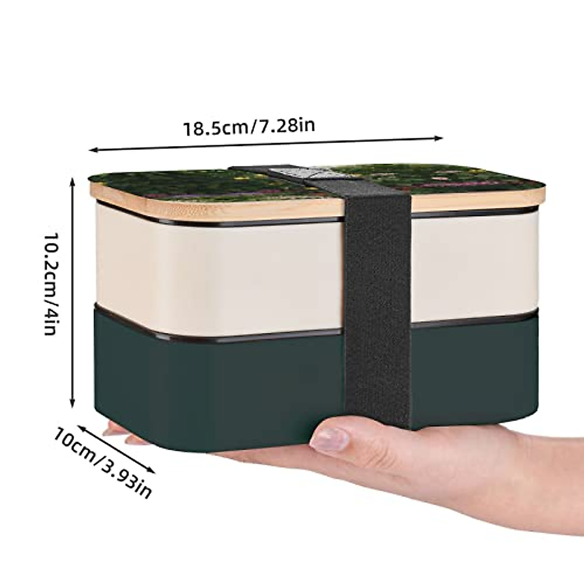 Full Of Flowers Premium Bento Lunch Box, 2 Compartments Leakproof Lunch Box With Cutlery For Adults, Microwave & Dishwasher Safe