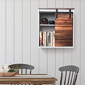 Landia Home Wall Mounted Bathroom Cabinet for Storage, Modern Farmhouse Style with Sliding Barn Door