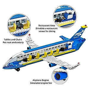WINGIFT 491 Piece City Passenger Airplane Building Set, 6 IN1 Airplane Bricks Toy-Airbus, Creative Building Projects with Shuttle Bus, Baggage Truck, Top STEM Toy for Boy and Girl Ages 6 7 8+