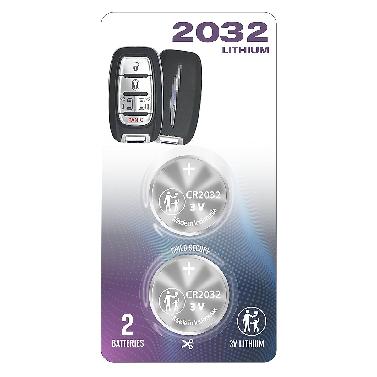 (2 Pack) CR2032 2032 Smart Remote Key Fob OEM Battery FITS Key case Shell Keychain (2017-2022) for Chrysler Pacifica and Voyager Smart Key Remotes (FCC ID: M3N-97395900, 2AOKM-CYV12) - 3 to 7 Buttons