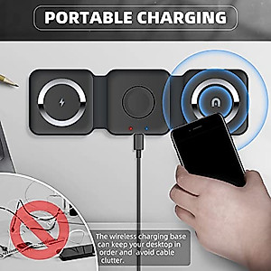 Wireless Charger, 3 in 1 Qi-Certified Fast Charging Station, Portable Magnetic Charger Pad Compatible with Apple Watch AirPods iPhone 14/13/12/11/Pro/Max