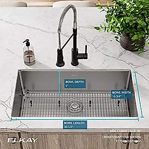 Elkay ECTSRS33229TBG1 Crosstown Single Bowl Dual Mount Stainless Steel Sink Kit