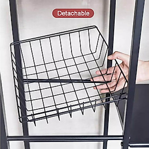 PALE Floor Standing Organizer, Kitchen Storage Rack, 4 Tier Trolley for Kitchen, Bedroom, Living Room and Balcony, Black