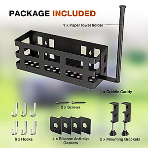 MeWeBlue Griddle Caddy for Blackstone Griddle Accessories Storage, Space Saving Grill Accessories Holder, BBQ Accessories Organizer for Blackstone 28”/36” Griddle, BBQ Caddy with a Paper Towel Holder