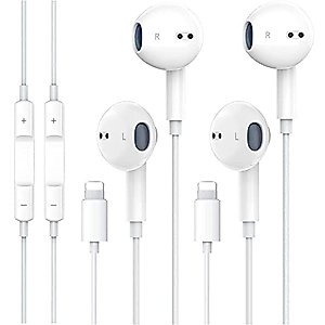 2 Packs-Apple Earbuds for iPhone Headphones Wired Earphones [Apple MFi Certified](Built-in Microphone & Volume Control) Noise Isolating Headsets for iPhone 13/12/11/XR/XS/X/8/Support All iOS System