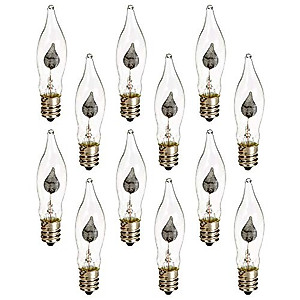 Holiday Joy - Flicker Flame Crystal Clear Flame Tip Candelabra Replacement Bulbs - Great for Electric Window Candle Lamps - CA5 - E12-1 Watt - 120 Volts (6 Pack)