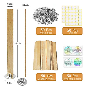 Visgaler 150 Pcs Upgrade Wooden Candle Wicks. Thickened Wood Wicks Made from Cherry Wood. Natural Crackling Wicks, Environmentally-Friendly Smokeless Candle Wicks (50 Set)