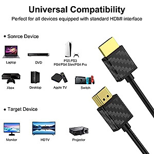 4K HDMI Cable 3ft (5 Pack), SOEYBAE HDMI 2.0 Cable Supports 4K@60Hz, 3D, 2160P, 1080P, Ethernet, HDCP 2.2, ARC, Compatible for PS5/PS4, Xbox One, HDTV