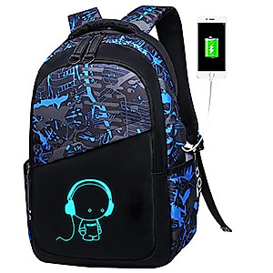 Oslimea Backpack for School Boys Backpacks Anime Cartoon Luminous Backpack Teens School Bag Cute Bookbag for Middle School High School Waterproof Laptop Backpack for Travel