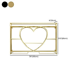 LITFAD Modern Wall Mounted Wine Rack Metal Wine Bottle & Glass Rack Iron Display Stand Wine Holder with Shelves - 1 Piece Gold Heart Shape