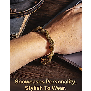 COPPERTIST.WU Cuff Bracelets for Men Women | Double Snake Twisted Brass Open Bangle Jewelry Gifts (S)